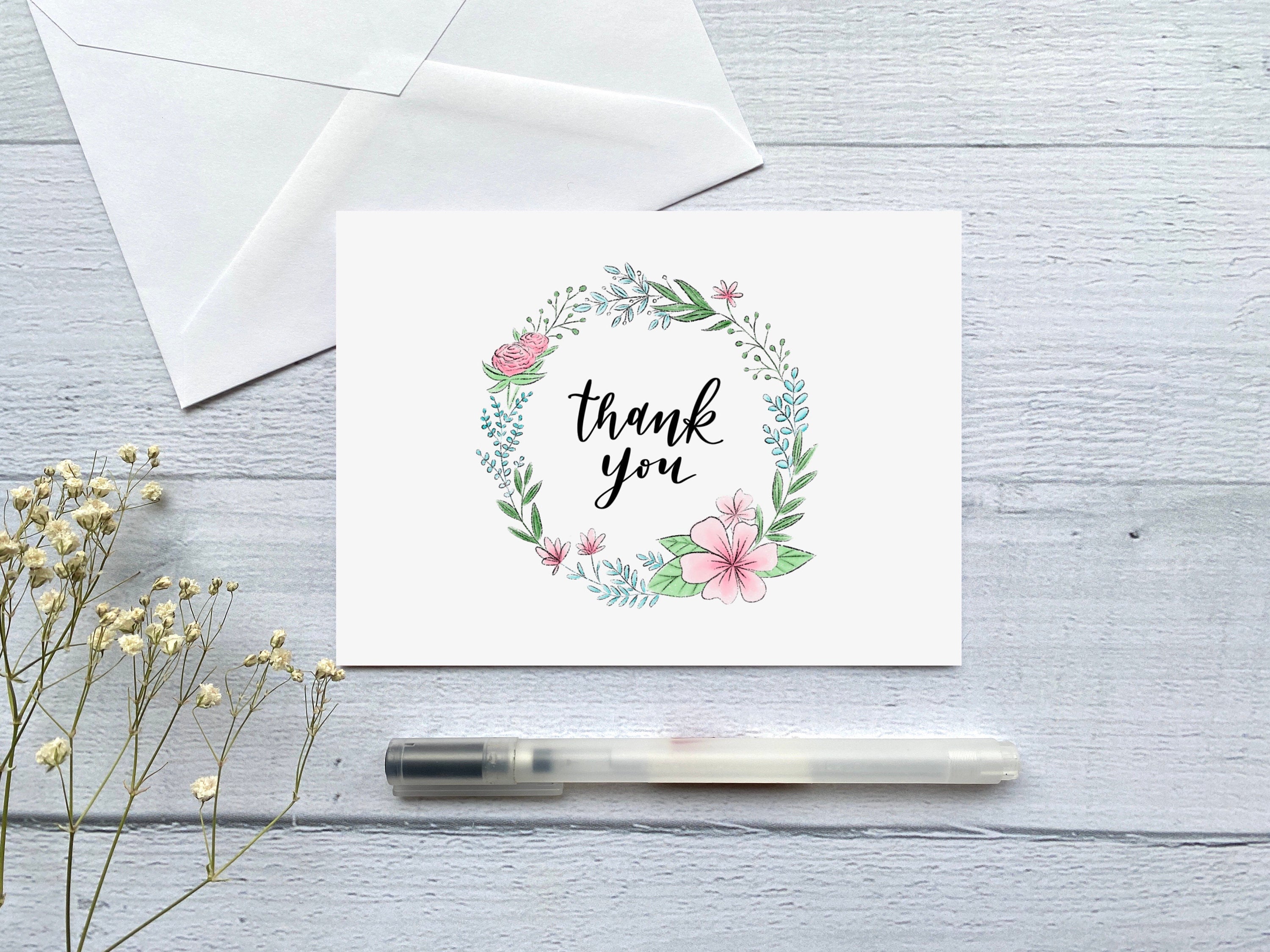 Floral Wreath Thank You Greeting Card – kela designs
