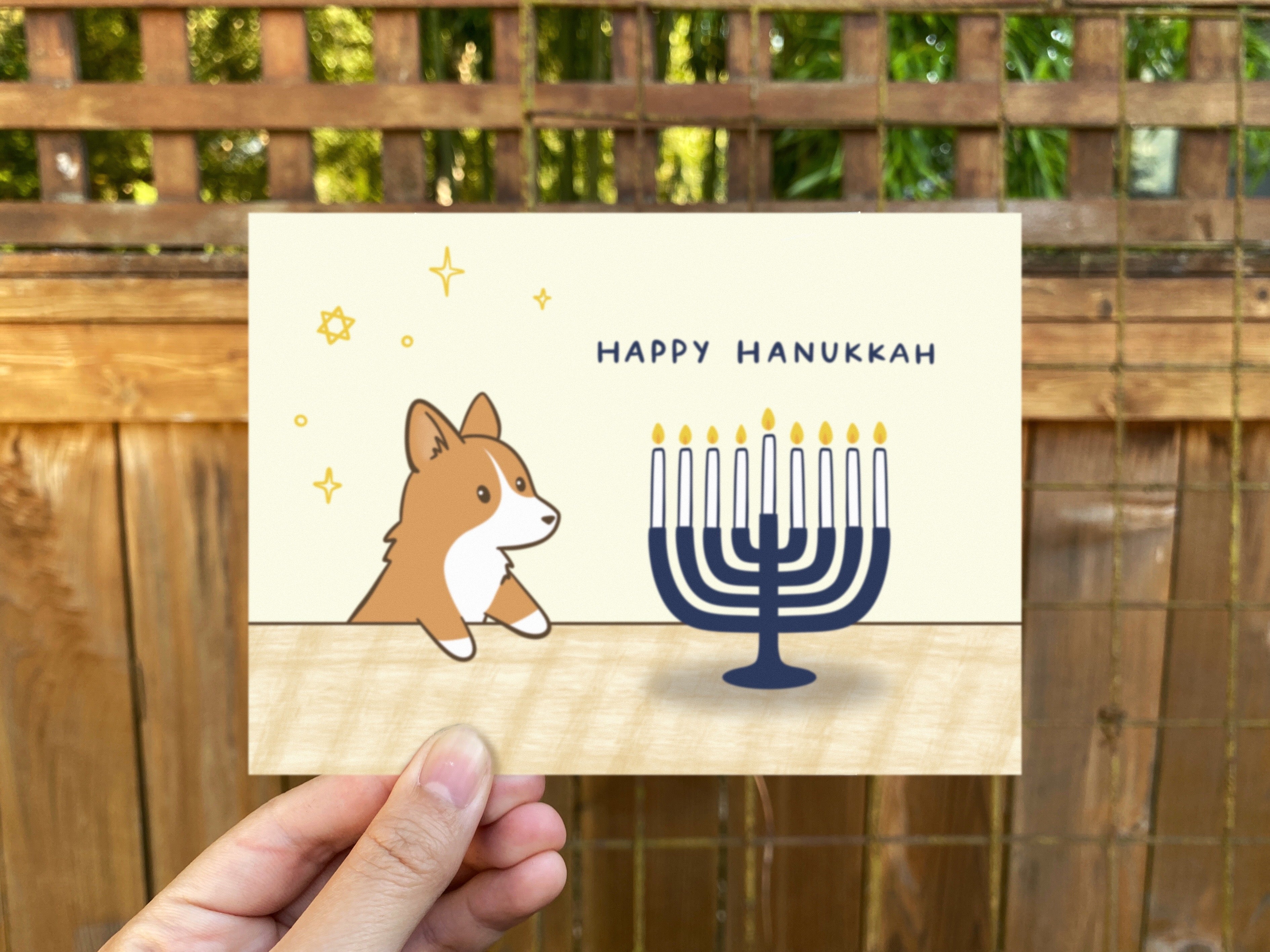 Happy Hanukkah Corgi Greeting Card – kela designs