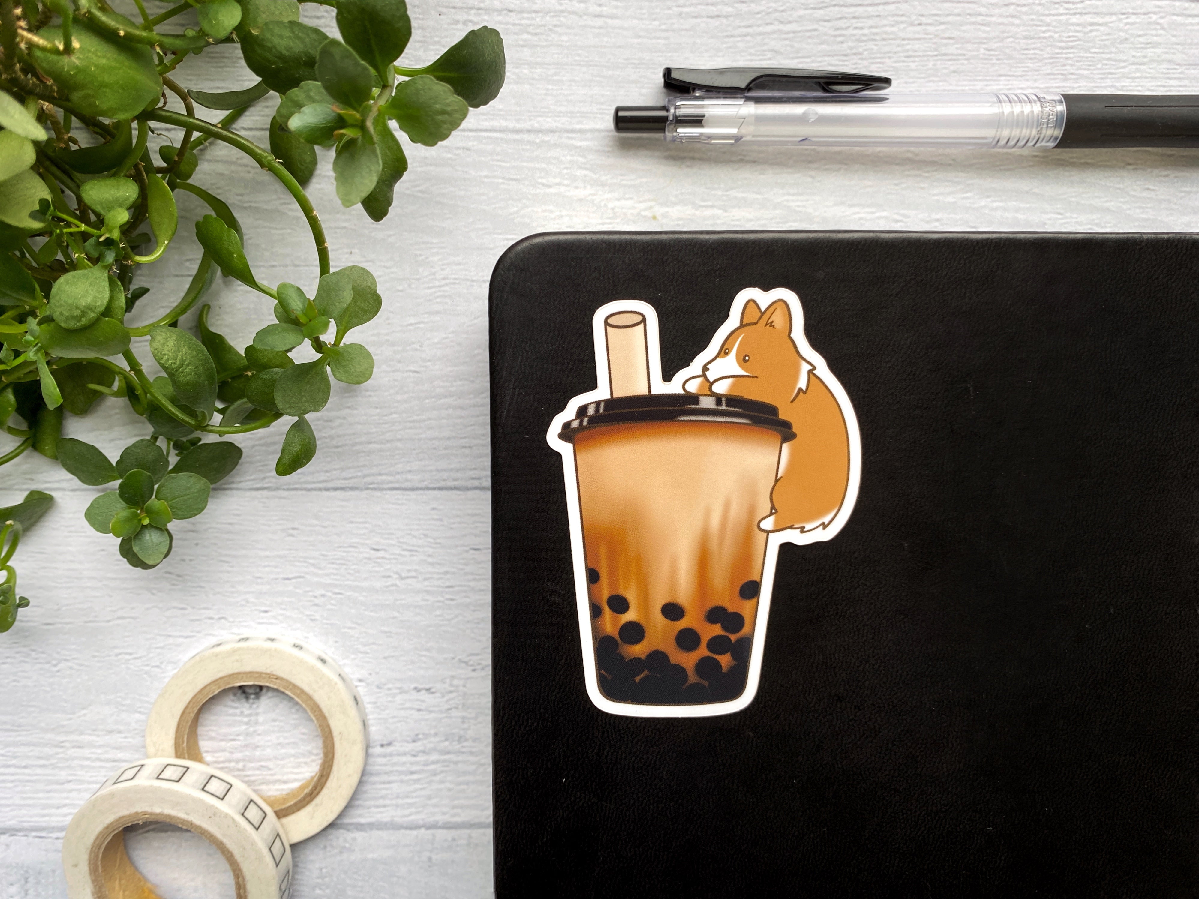 Bubble Tea Boba Corgi Vinyl Sticker – kela designs