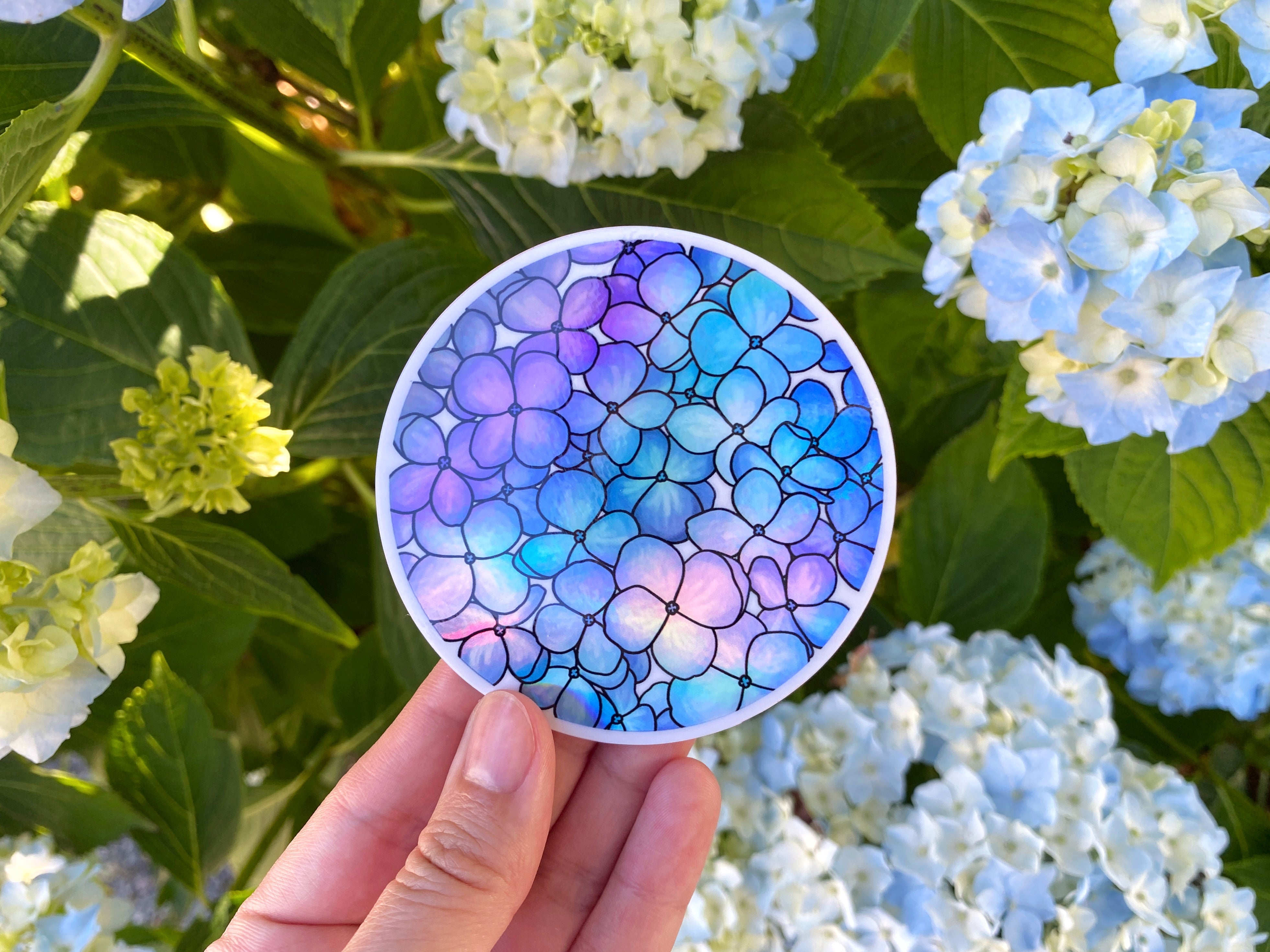 Holographic Hydrangea Vinyl Sticker – kela designs