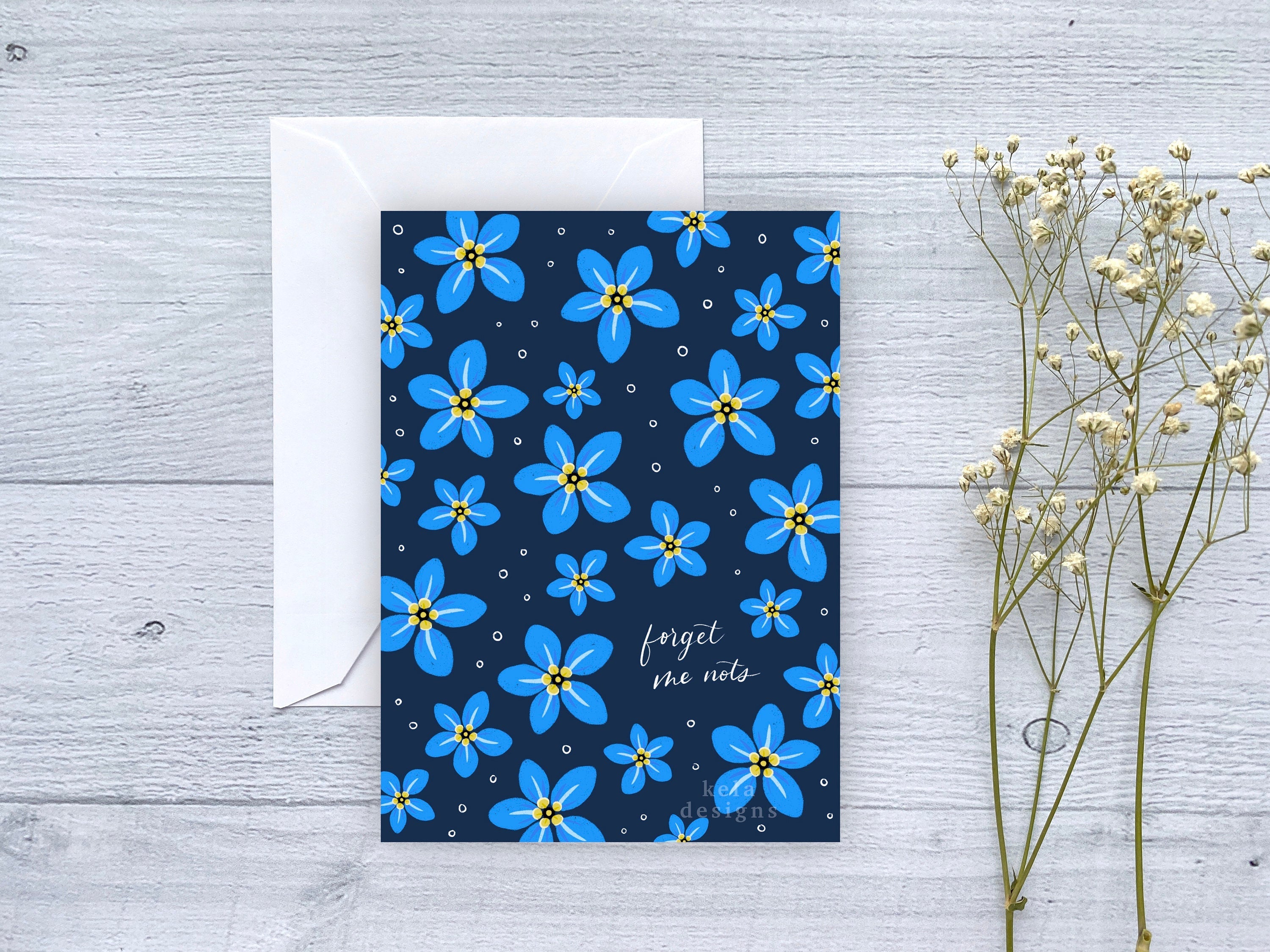 Forget-Me-Nots Blooms Greeting Card – kela designs
